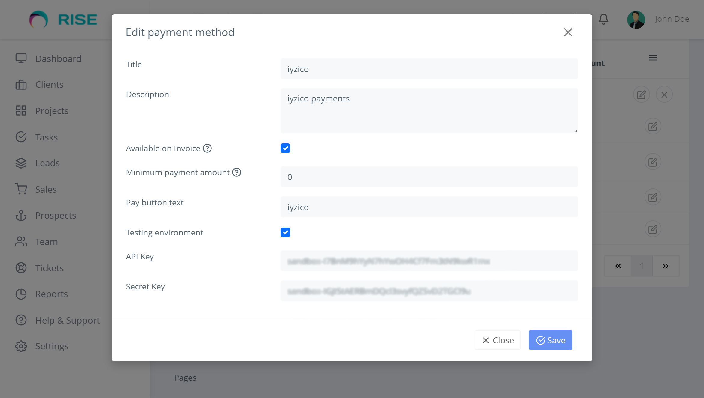 iyzico payment method for RISE CRM by ClassicCompiler | CodeCanyon
